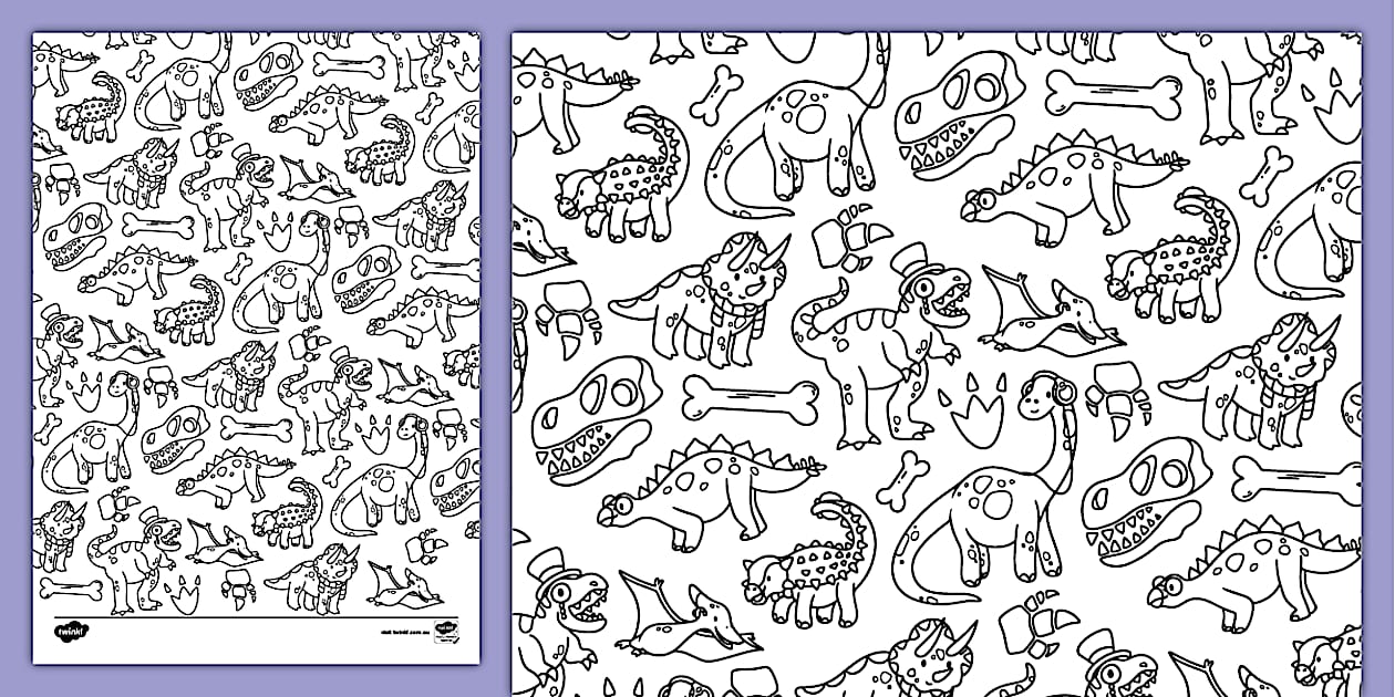 Dinosaur Doodles Pattern Sheet (teacher made) - Twinkl