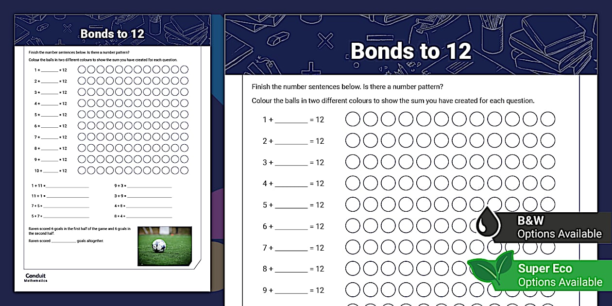 Reinforcing Number: Bonds to 12 Activity Sheet - Twinkl
