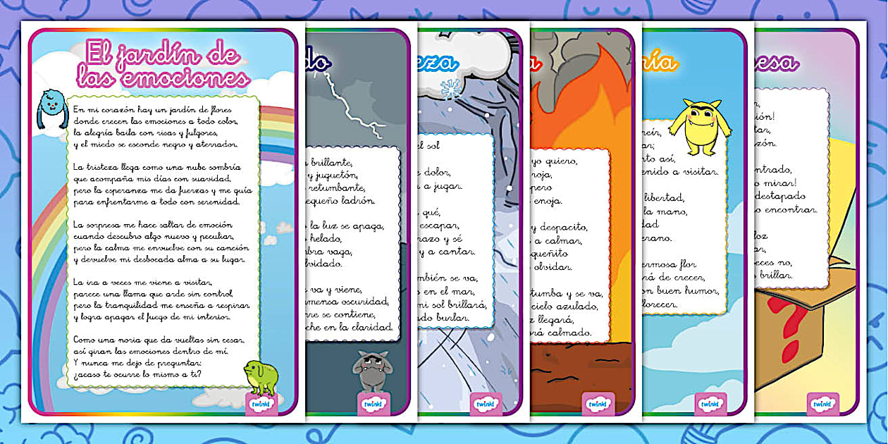 Pósters: Poemas infantiles - El jardín de las emociones