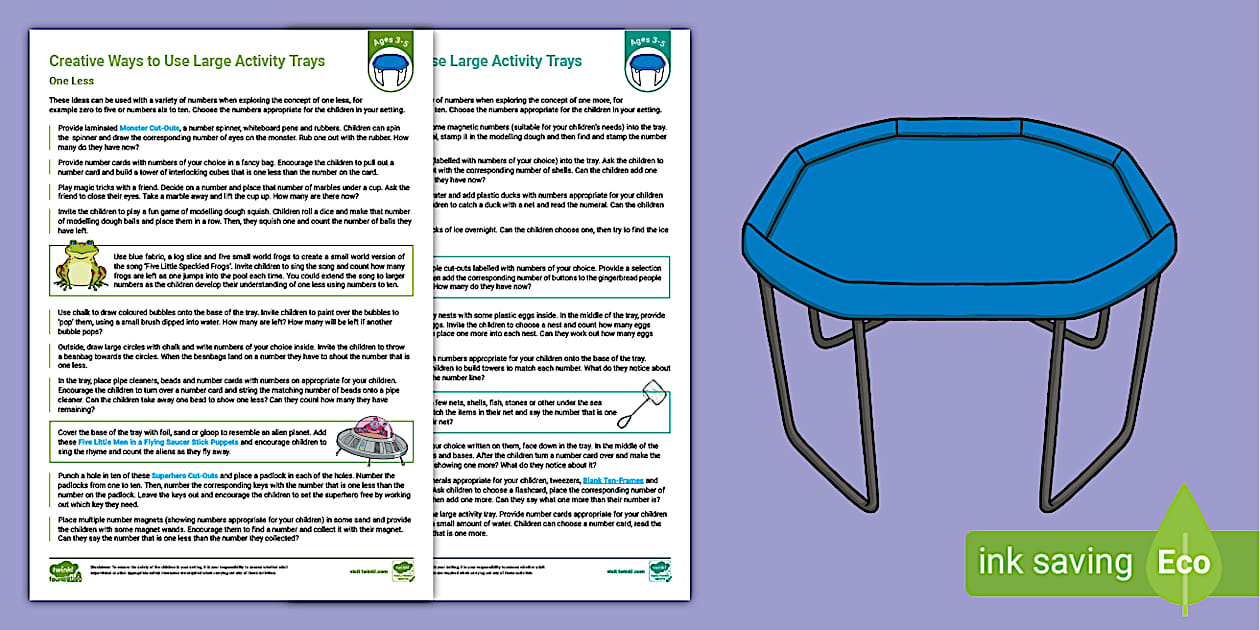 👉 EYFS Large Activity Trays Planning Pack: 1 More and 1 Less