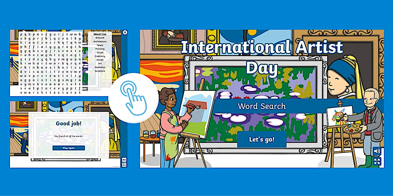 Interactive International Artist Day Word Search | Twinkl