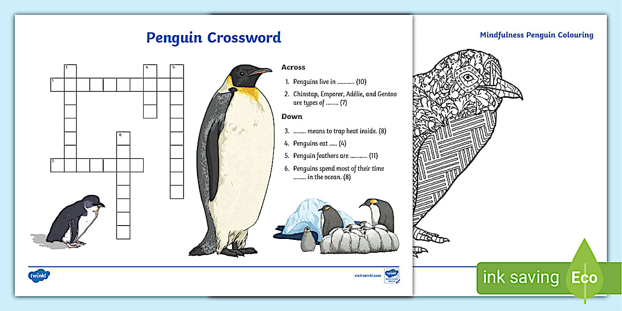 Penguin Crossword | Twinkl | World Penguin Day | KS1