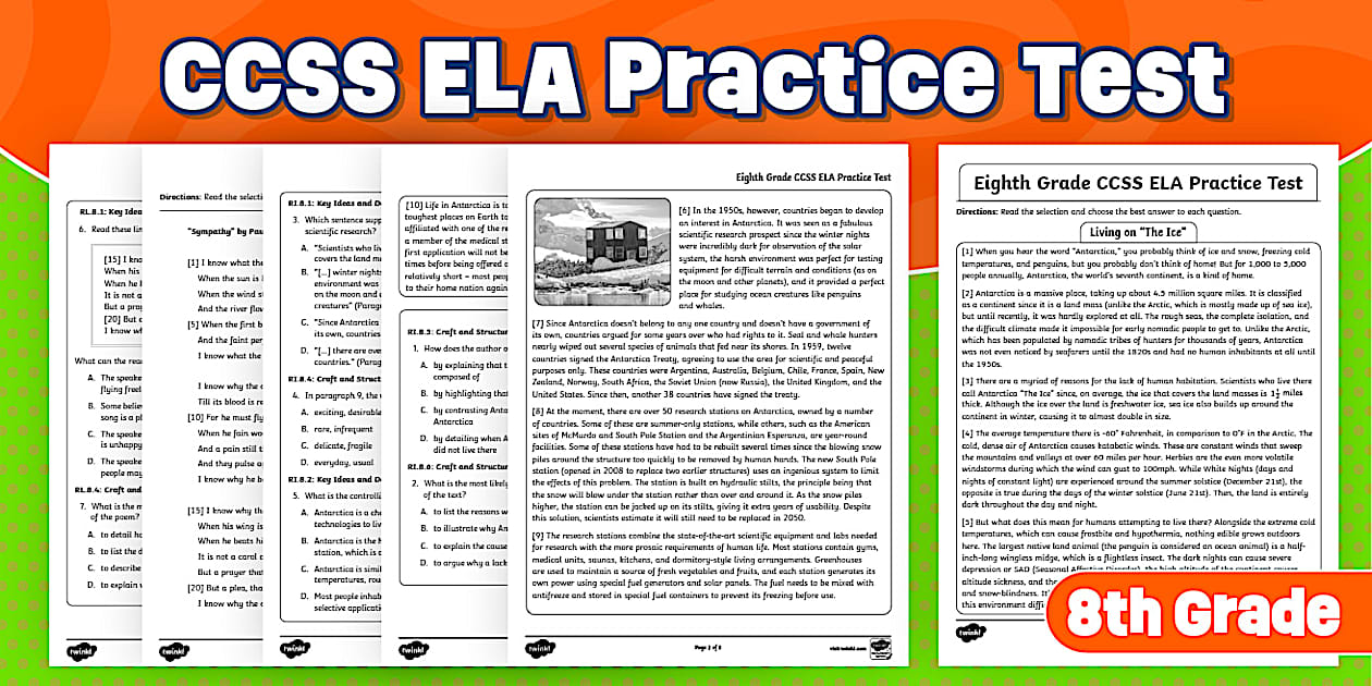 Eighth Grade ELA Practice Test | CCSS Test Prep