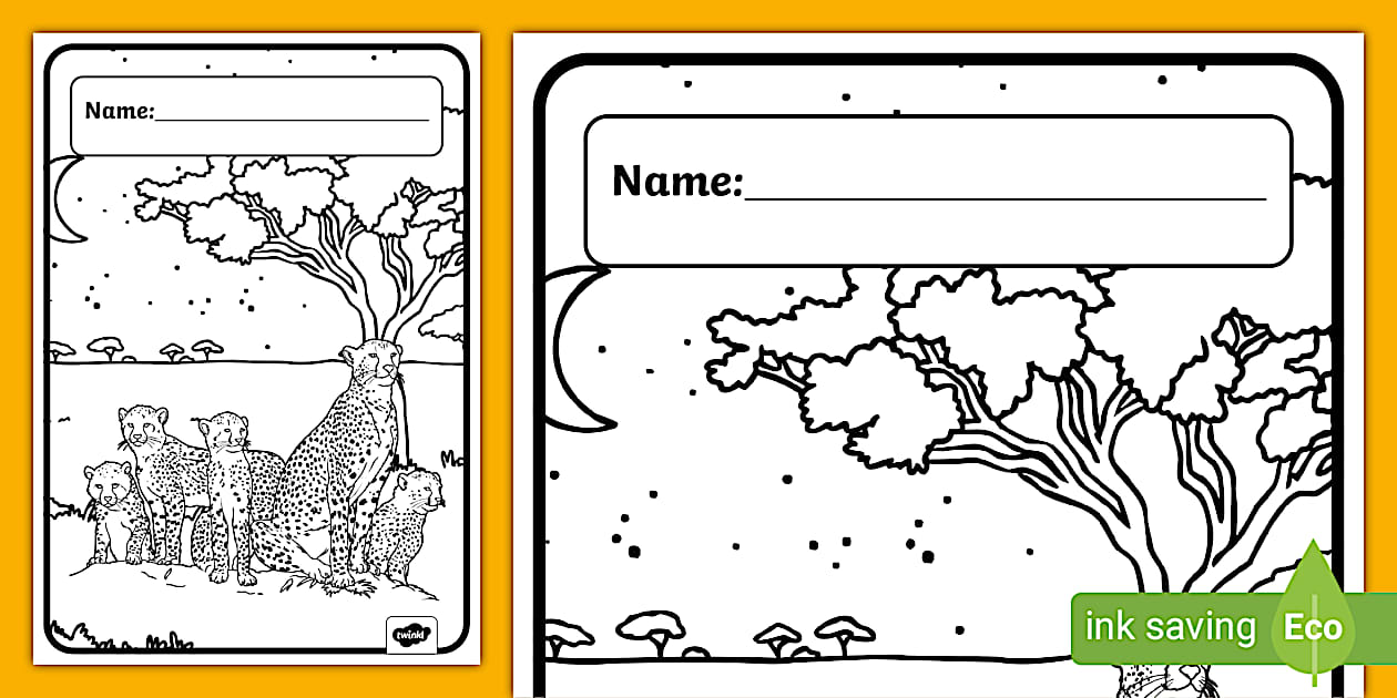 Cheetah Themed Colouring Book Cover (teacher made) - Twinkl