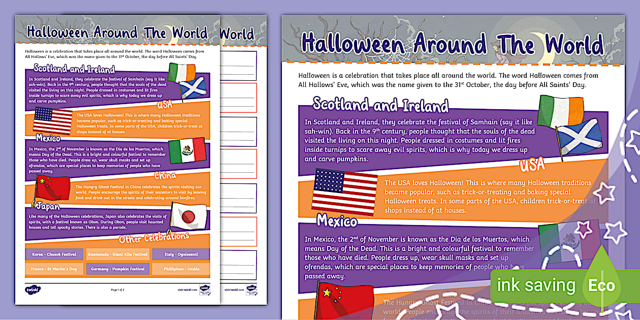 Halloween Around the World Reading Comprehension (Ages 7 - 8)