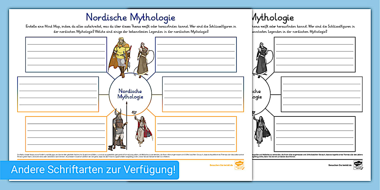 Nordische Mythologie - Mind Map - Twinkl Writing - Twinkl