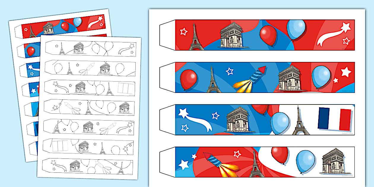 Bastille Day Paper Chains (teacher made) - Twinkl