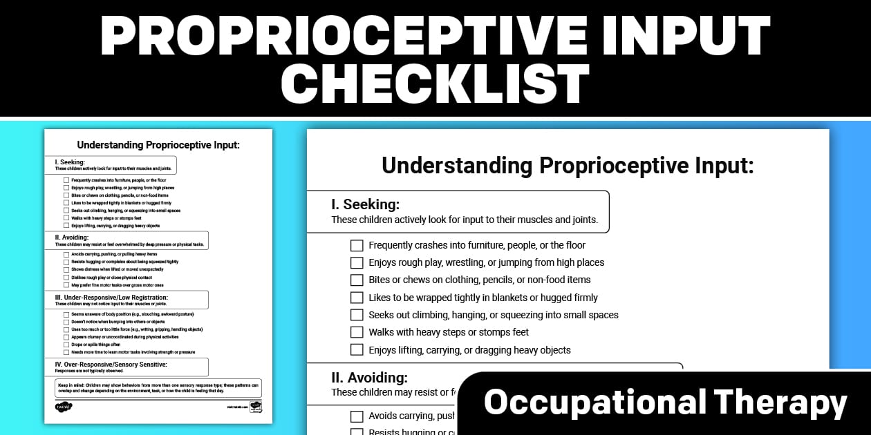 Proprioceptive Processing Checklist by Response Types for OT