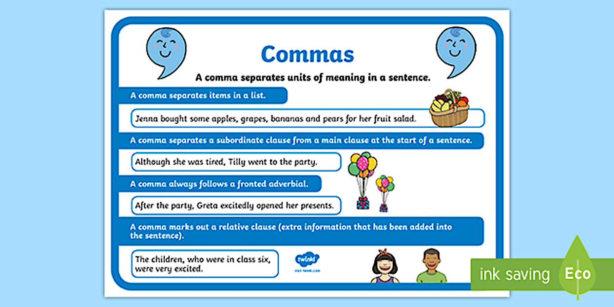 👉 Commas Punctuation Poster | Primary Resources - Twinkl