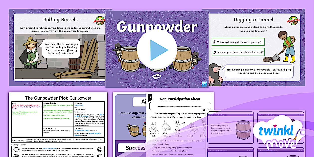 👉 Twinkl Move - Year 2 Dance: The Gunpowder Plot Lesson 2 - Gunpowder