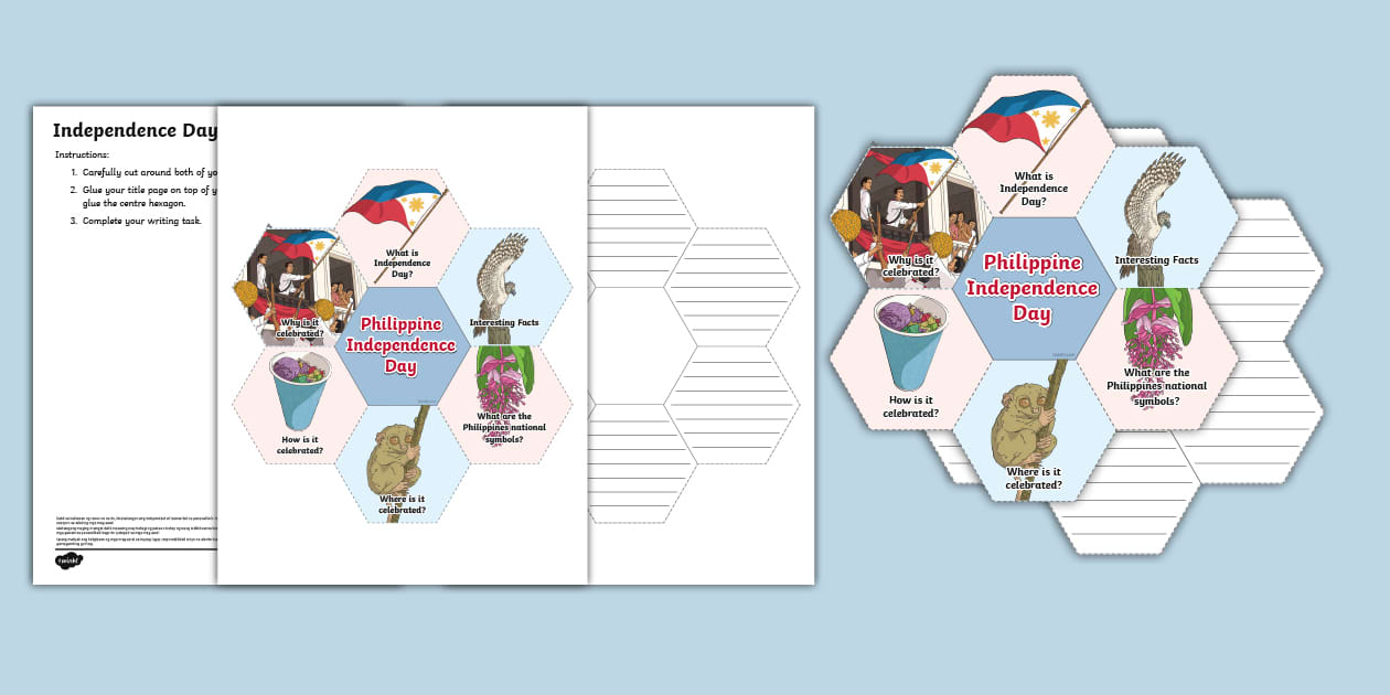 Independence Day of the Philippines Hexagon Writing Template