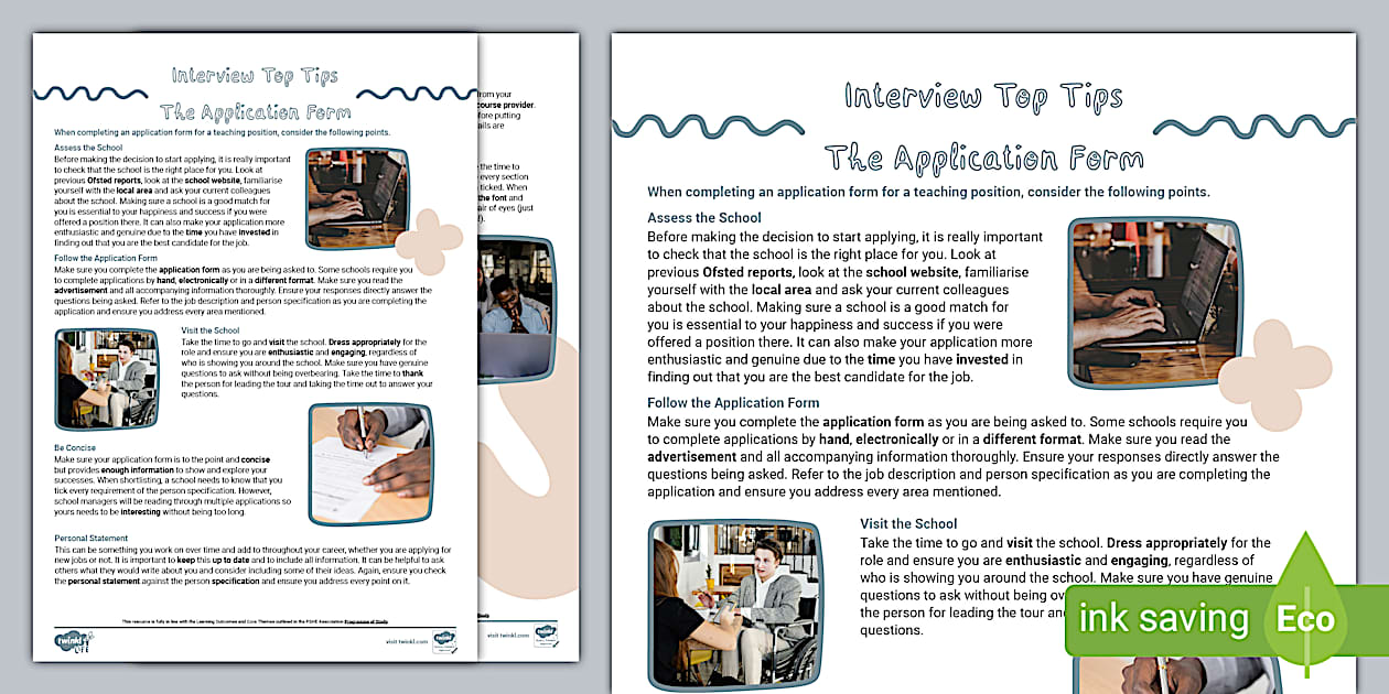 Staff Wellbeing Interview Top Tips - The Application Form