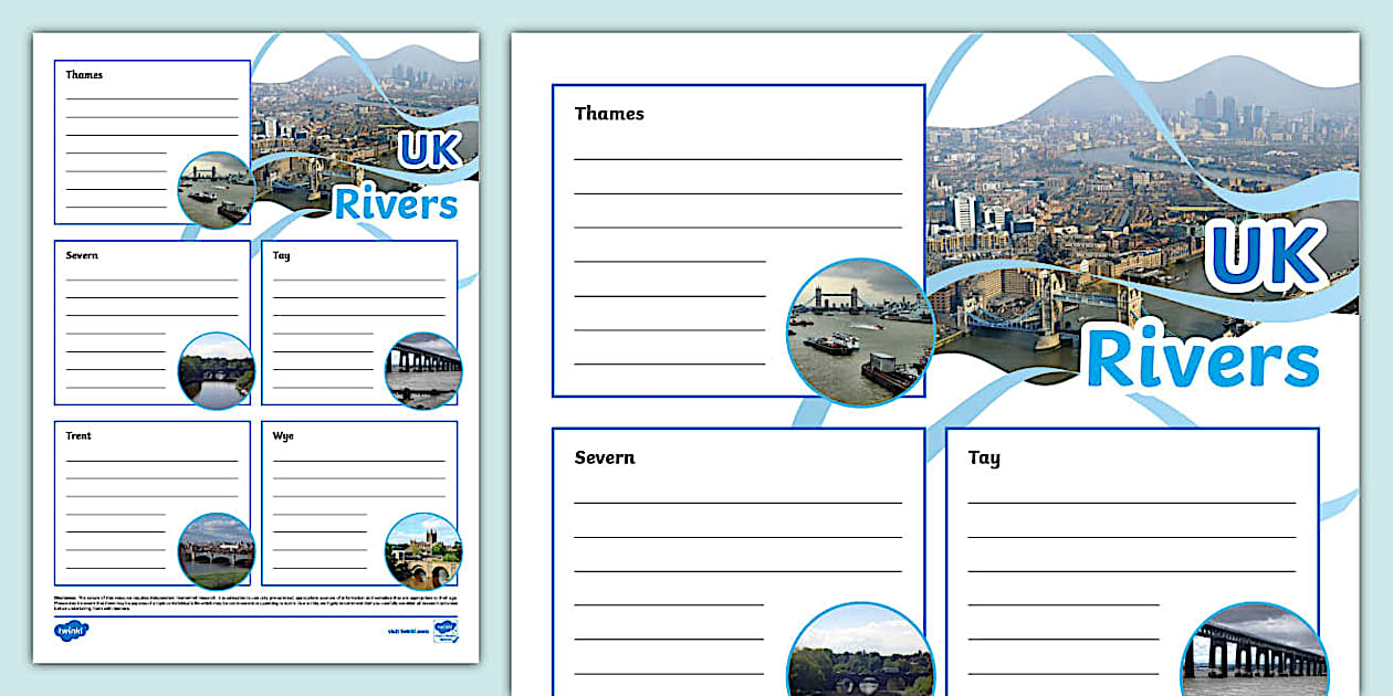 UK Rivers Fact File Template (teacher made) - Twinkl