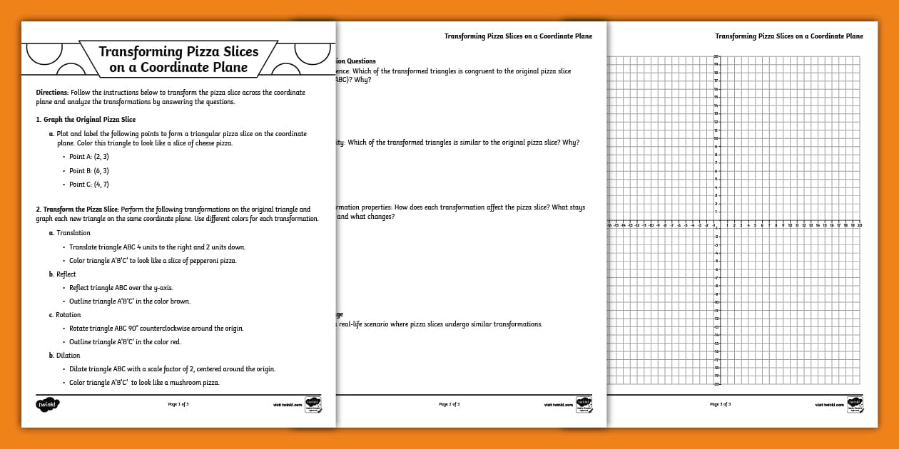 Eighth Grade Transforming Pizza Slices on a Coordinate Plane
