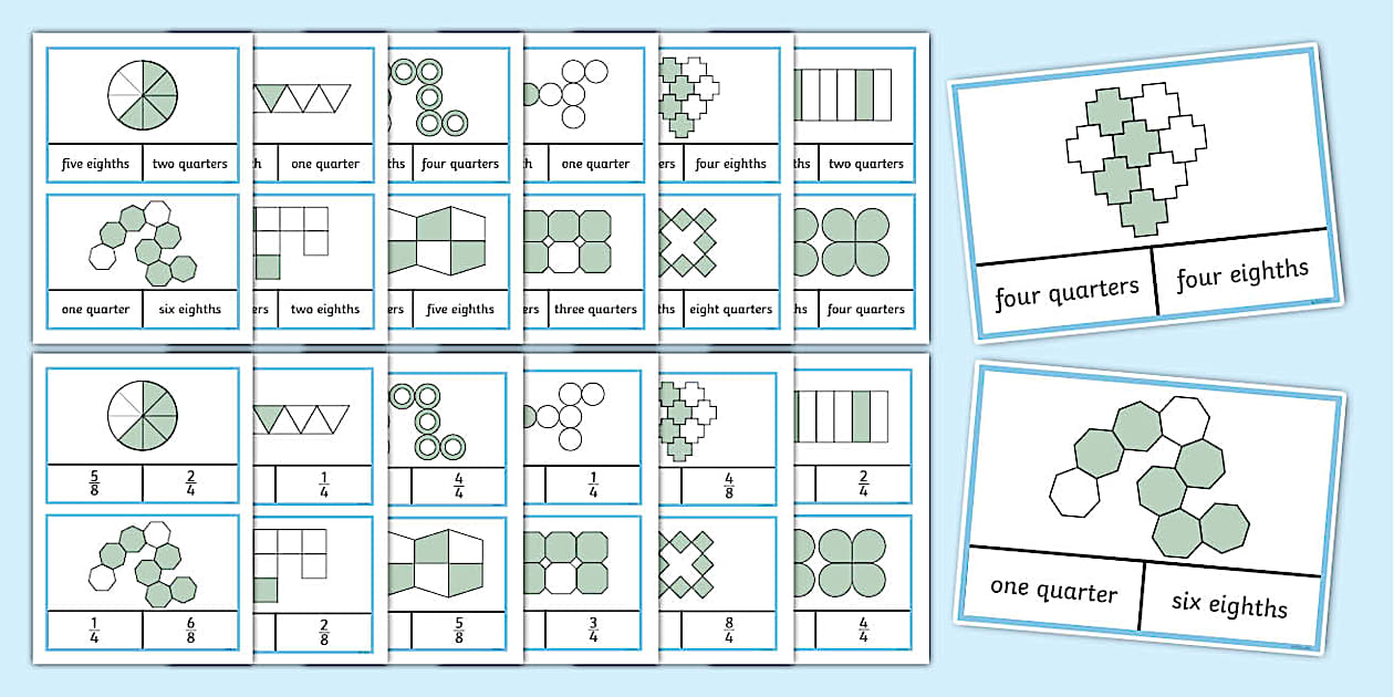 👉 Quarters and Eighths Flash Cards (teacher made)
