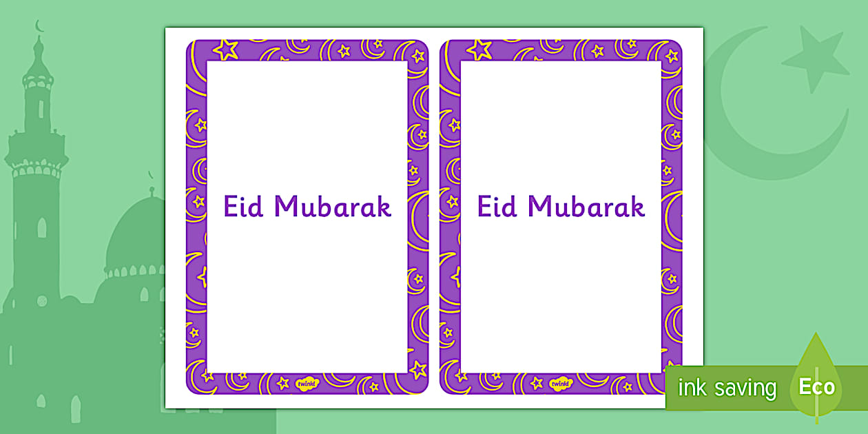 Editable Eid Card Inserts (teacher made) - Twinkl