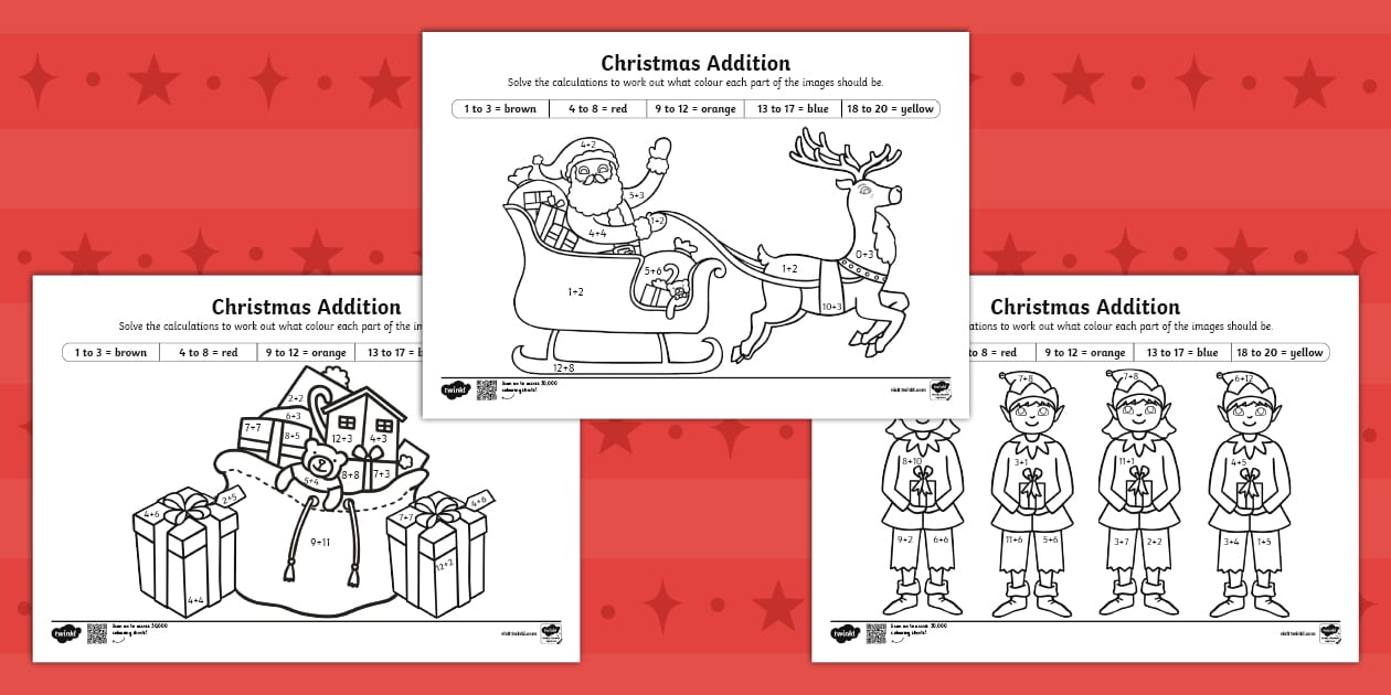 Christmas Maths Colouring - Maths Colour by Number Activity
