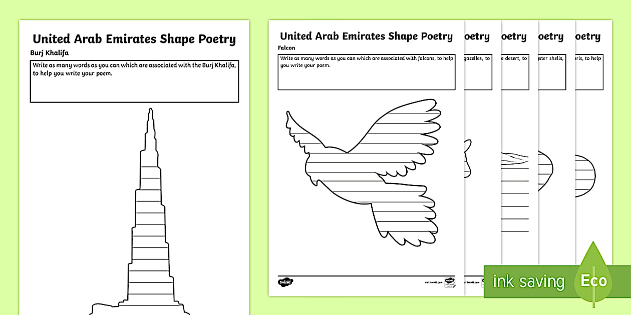 Editable UAE Shape Poem Activity (professor feito) - Twinkl