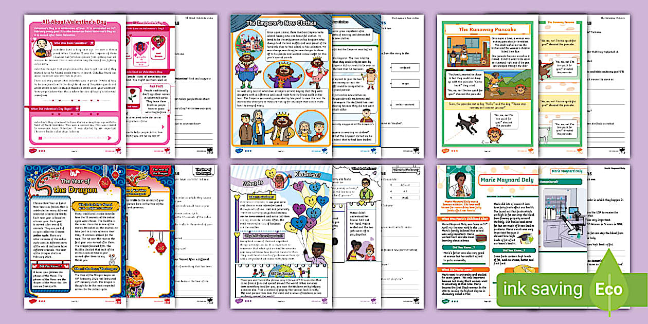 KS1 February Reading Comprehension Activity Pack - Twinkl