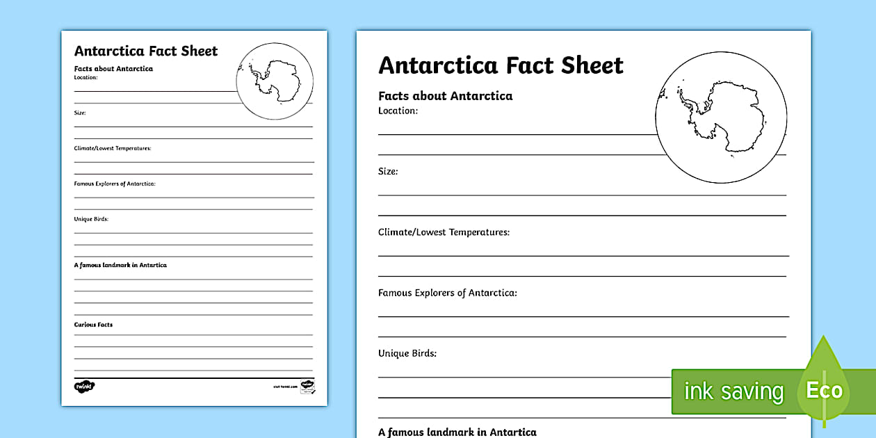Editable Antarctica Factsheet Writing Template - Twinkl