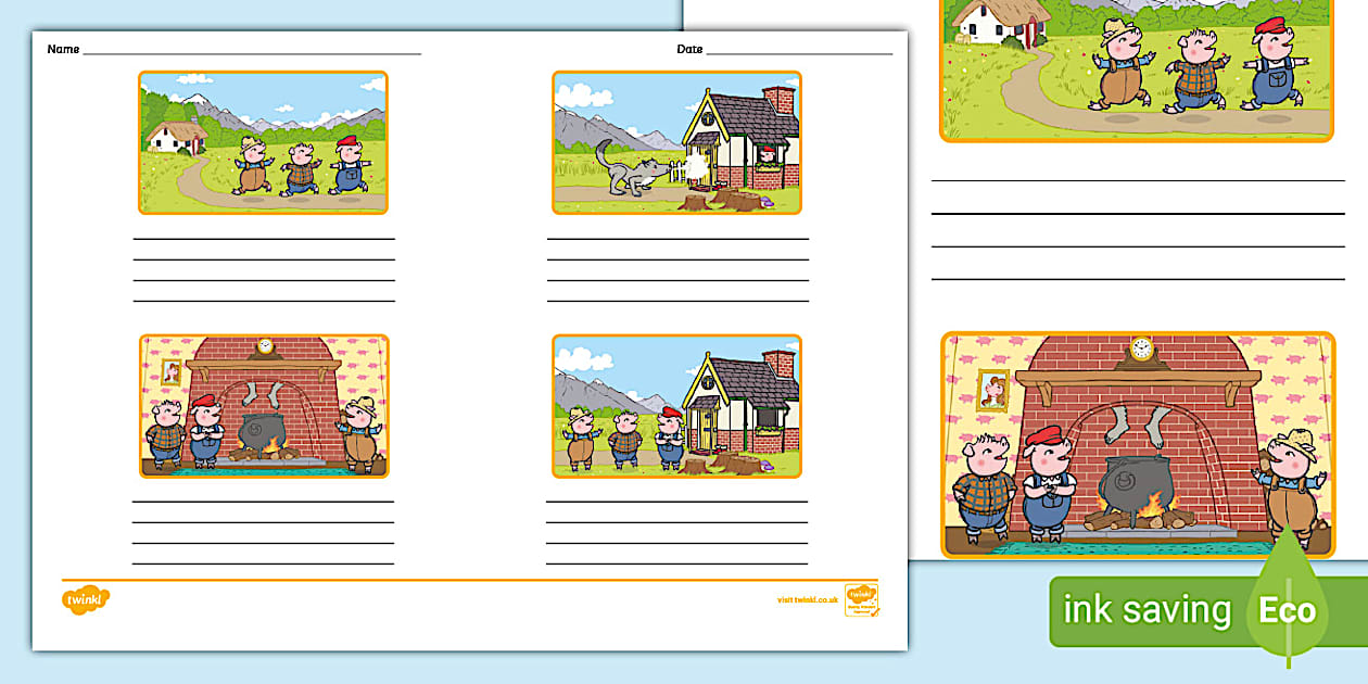 Editable The Three Little Pigs Storyboard Template - Twinkl