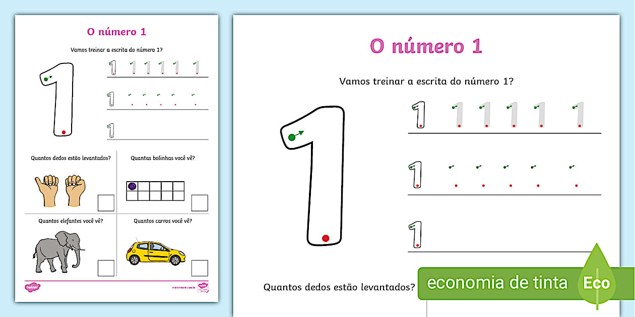 Atividades com o Número 1 – Grafia e Quantidade - Twinkl