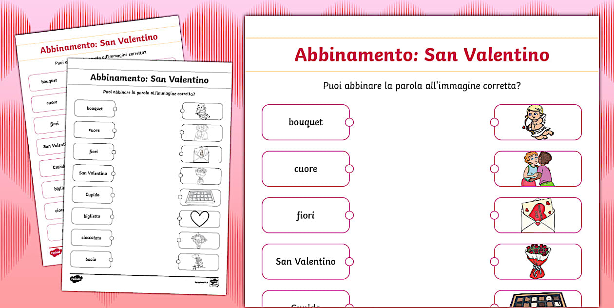 Foglio di lavoro di abbinamento: San Valentino - Twinkl