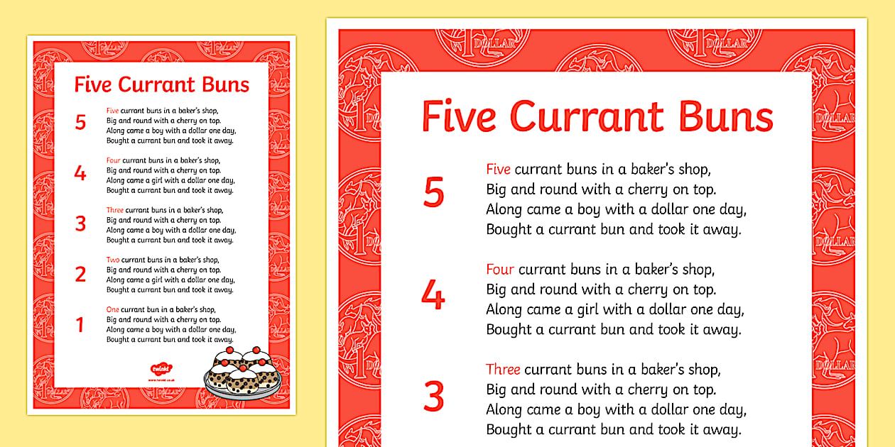 Amendment DS Template - Five Currant Buns Nursery Rhyme Sheet