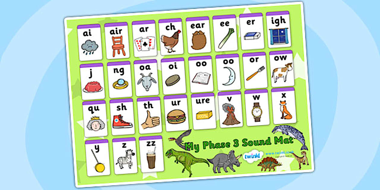 Cursive Realistic Dinosaurs Themed Phase Sound Mat - Twinkl
