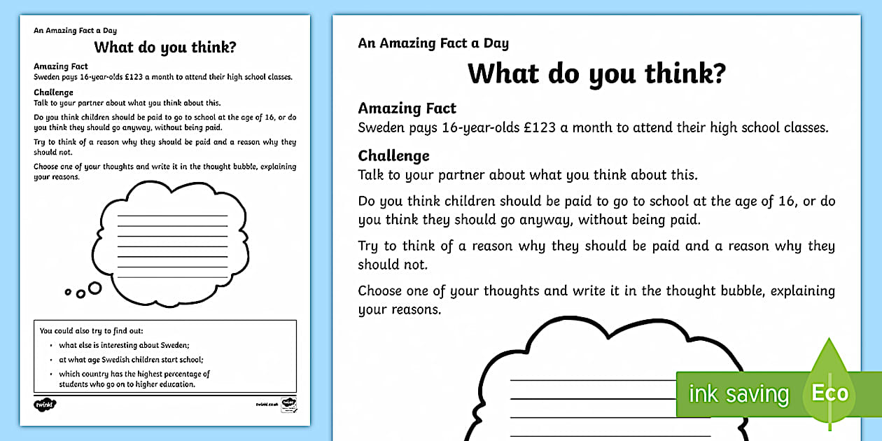 What Do You Think? Worksheet / Worksheet - Twinkl
