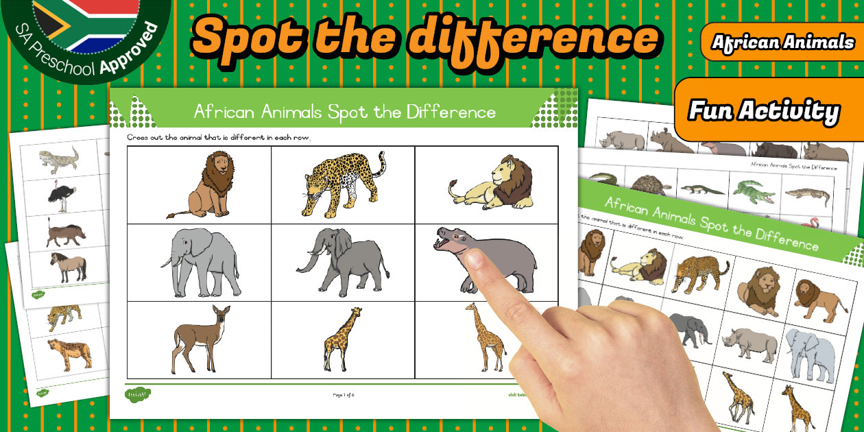 Preschool Themes - African Animals - Spot the Difference