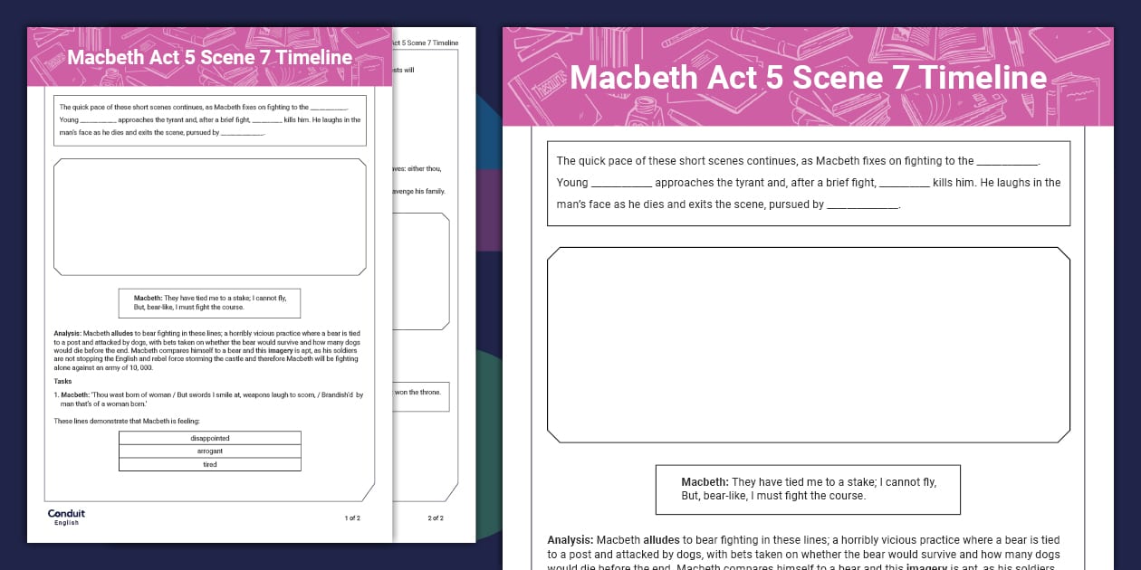 Macbeth Act 5 Scene 7 Timeline Activity Sheet (teacher made)
