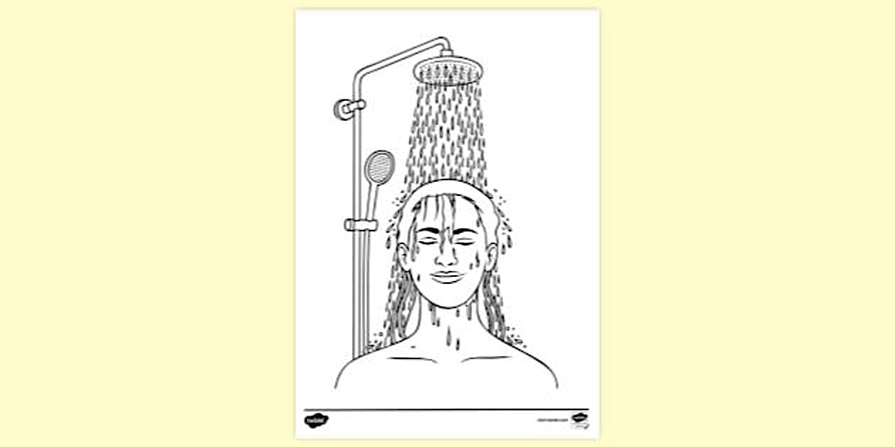 Wetting Hair Shower Colouring Sheets | Colouring Pages