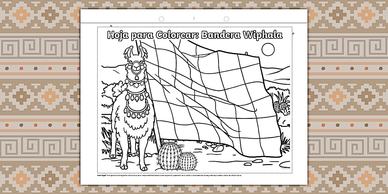 * NEW * Hoja para Colorear: Bandera Wiphala (teacher made)