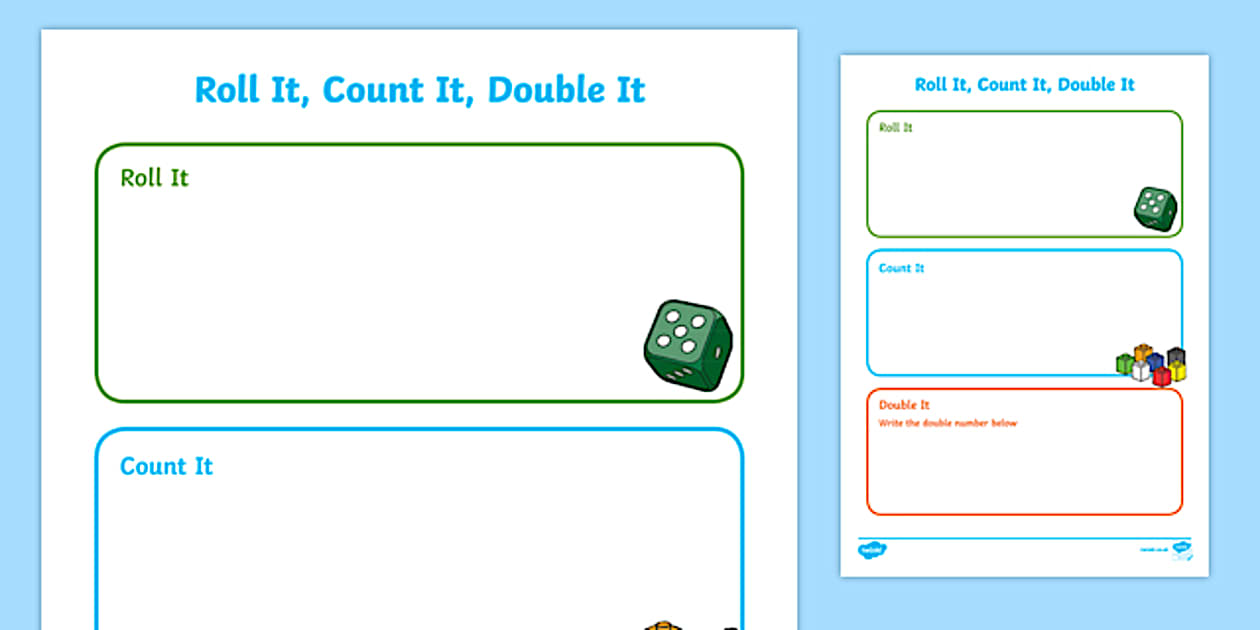 Roll it, Count it, Double it Worksheet / Worksheet - Twinkl