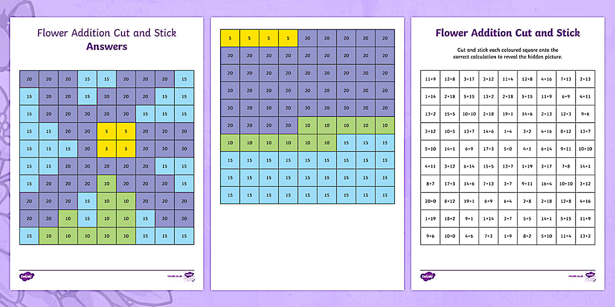 Mother's Day Flower Addition Cut and Stick Mosaic - KS1 & KS2 Mother's ...