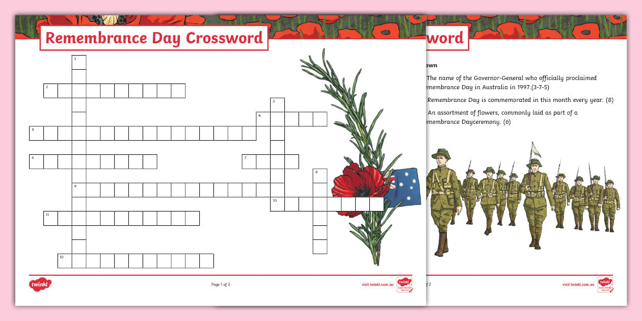 Remembrance Day Crossword - Primary Education History