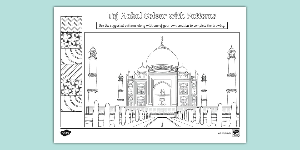 Taj Mahal Colour with Patterns Activity - Twinkl