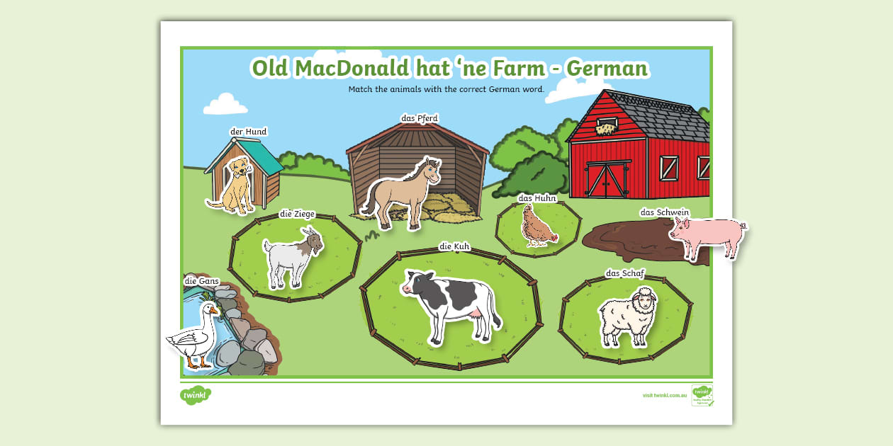 Old MacDonald Had a Farm - German Activity Sheet - Twinkl
