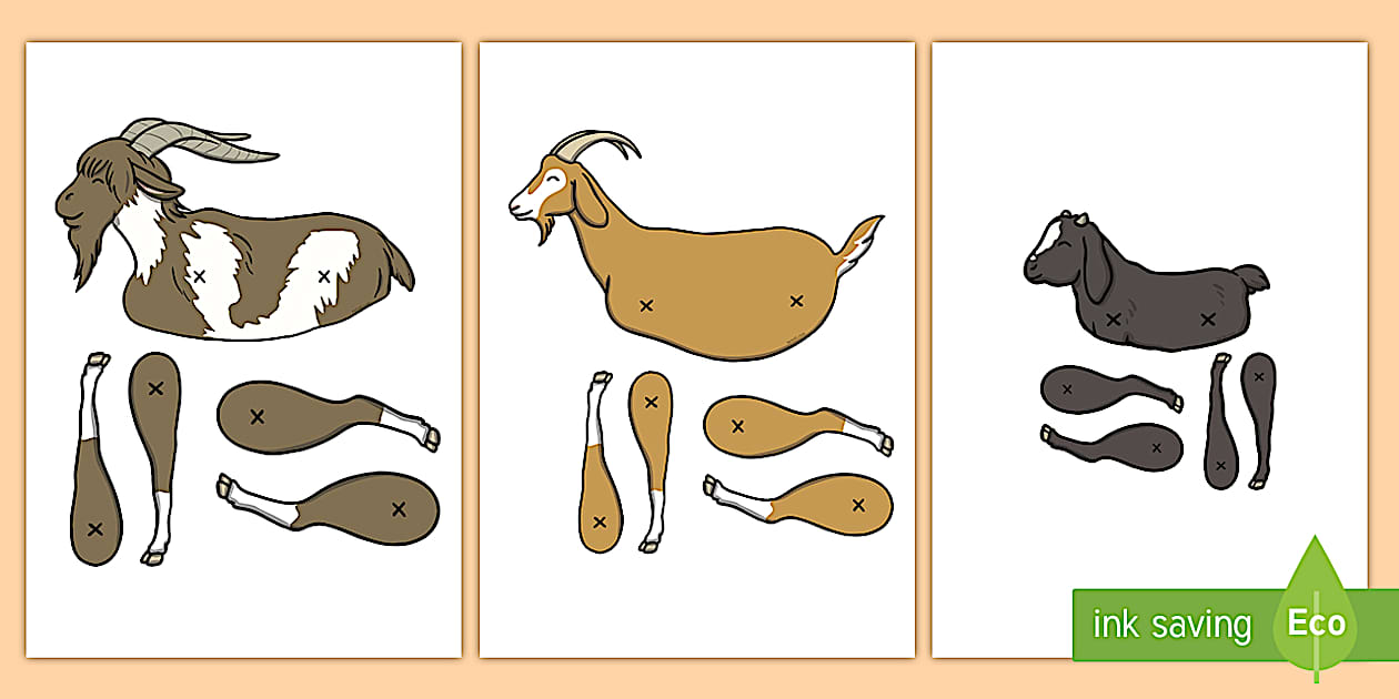 Three Billy Goats Gruff Split Pin Activity - Split Pin Animals