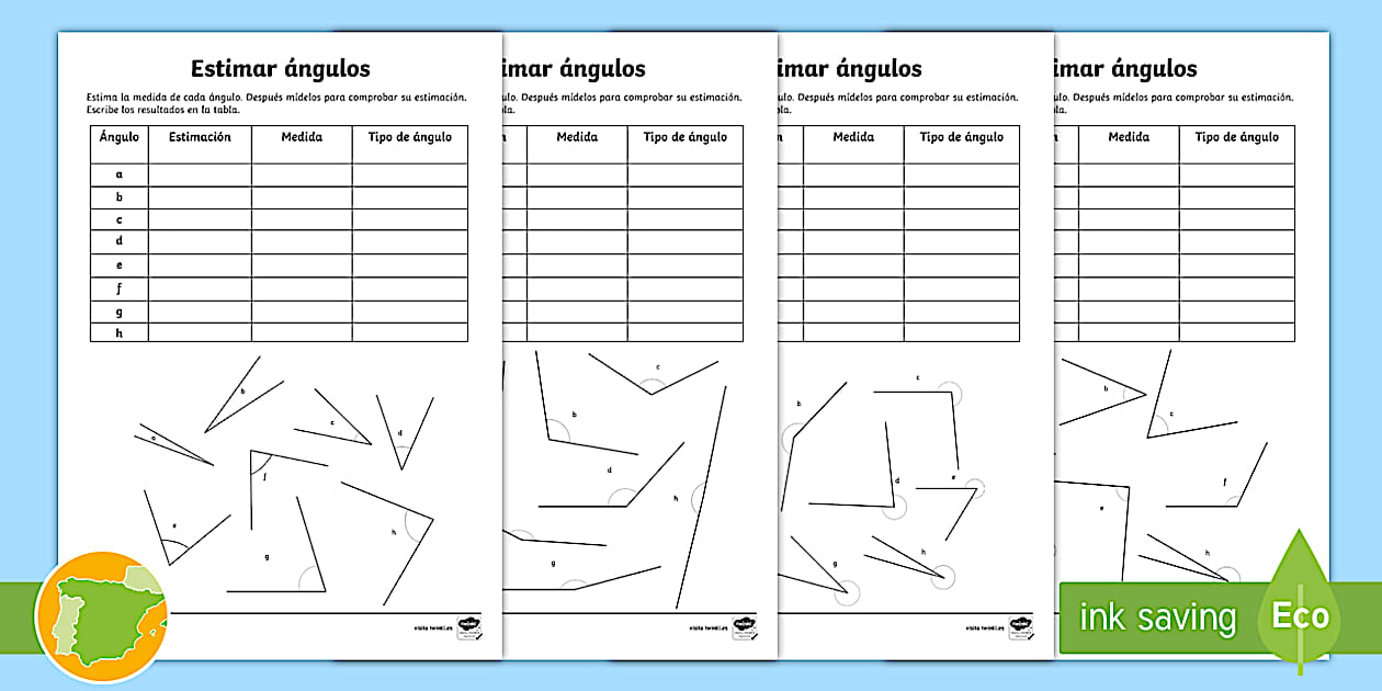 Fichas de actividad: Estimación de ángulos - Twinkl