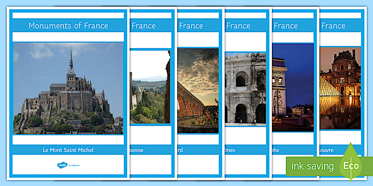Monuments of France Cut Outs Display Pack French - Twinkl
