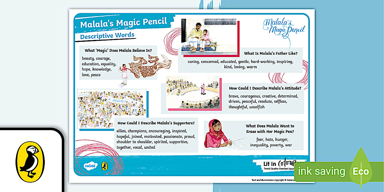 FREE! - Malala’s Magic Pencil: Malala Yousafzai Word Mat