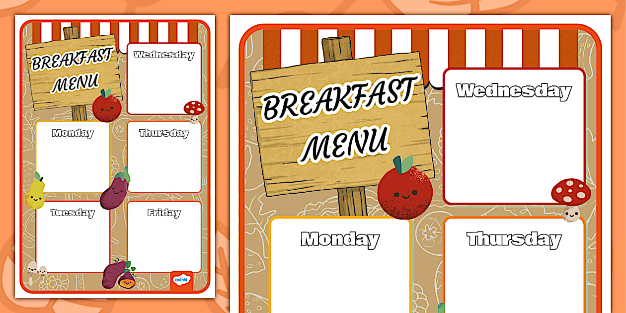 Autumn Market Themed Breakfast Menu Display Poster - Twinkl