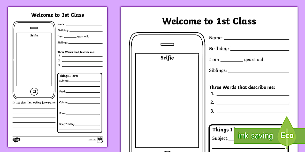 Welcome to 1st class selfie Writing Worksheet / Worksheet