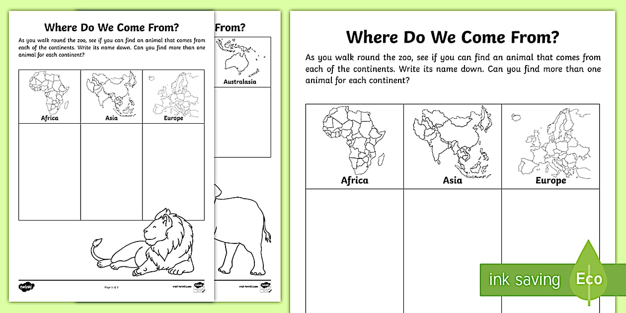 Editable Where Do We Come From? Worksheet - Twinkl