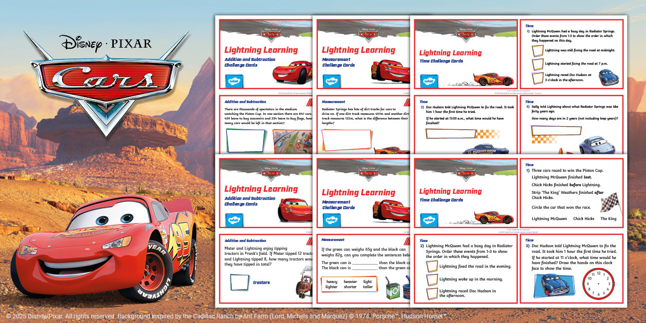 👉 Cars: Lightning Learning Challenge Cards Pack - Twinkl