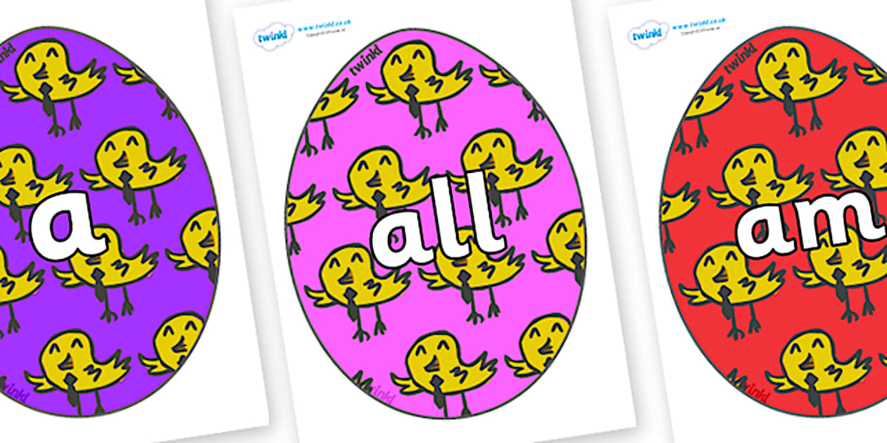 Foundation Stage 2 Keywords on Easter Eggs (Chicks) - Twinkl