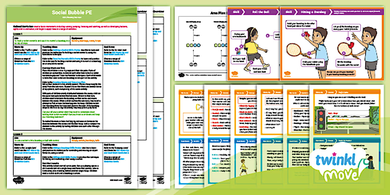 Socially Distanced Bubble PE Planning - KS1 Bat and Ball Skills Unit Pack