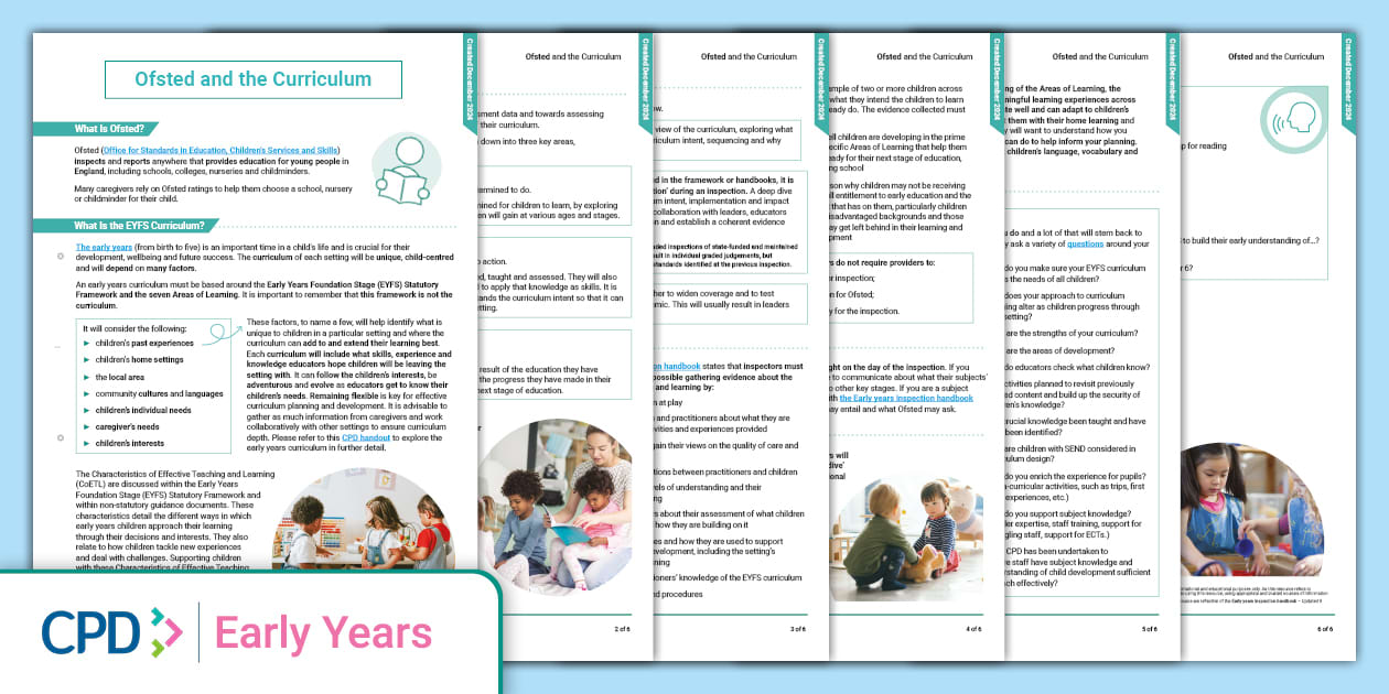 Ofsted and the Curriculum | Handout | CPD - Twinkl